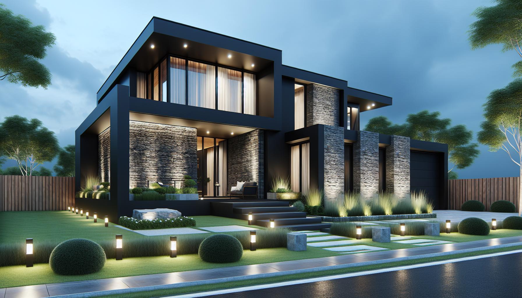 Revamp Your Home: Black House with Stone Accents by The Fade Group ...